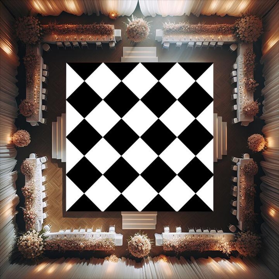 Black & White Checkered Dance Floor Wrap | Event Reception Decor ...
