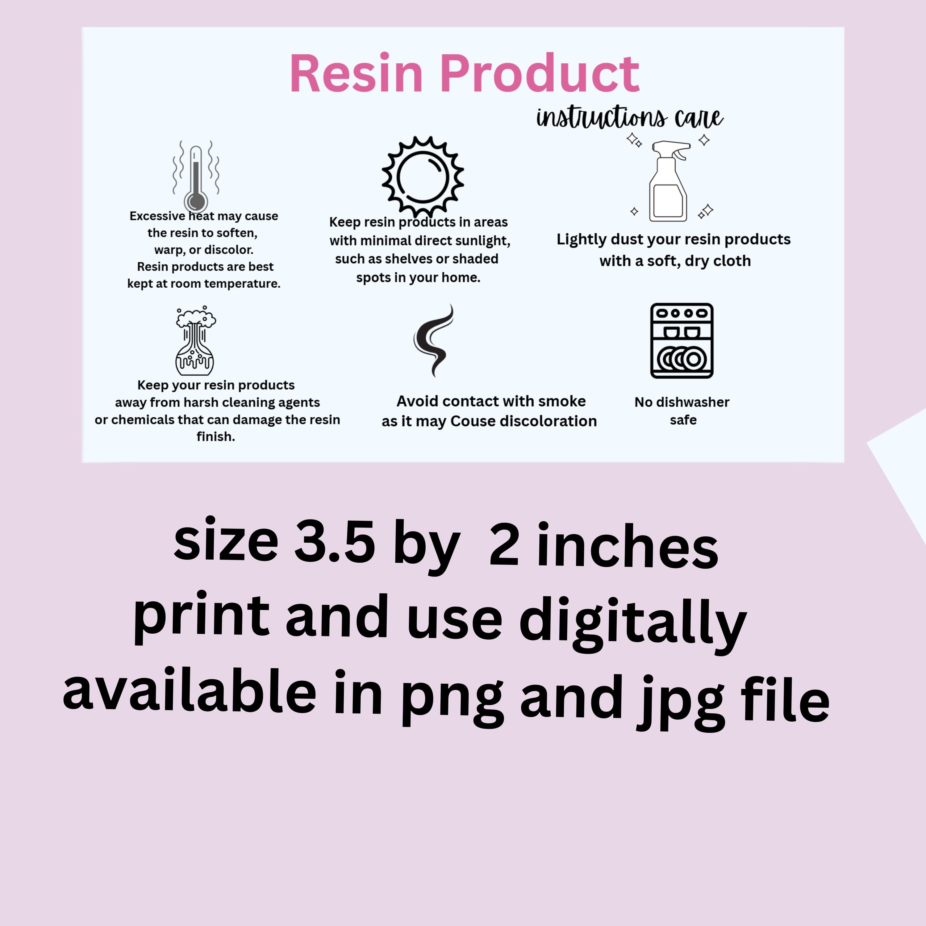 Resin Care Card, Resin Product Care Instructions Guide, Printable Resin ...