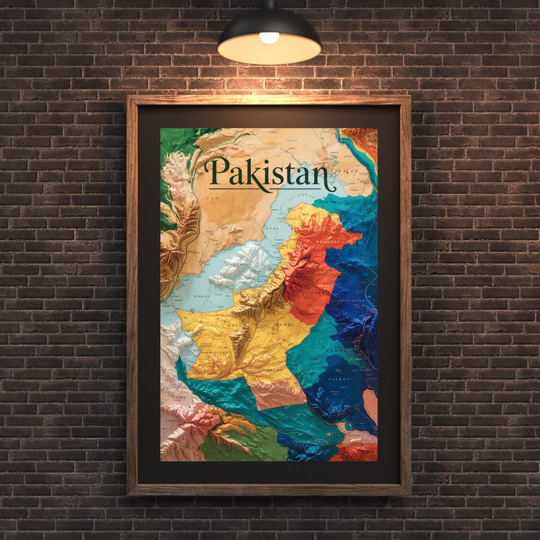 Pakistan Illustrated Map Printable Map of Pakistan Pakistan Map Print ...