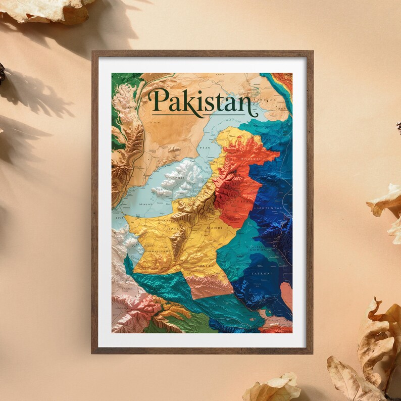 Pakistan Illustrated Map Printable Map of Pakistan Pakistan Map Print ...