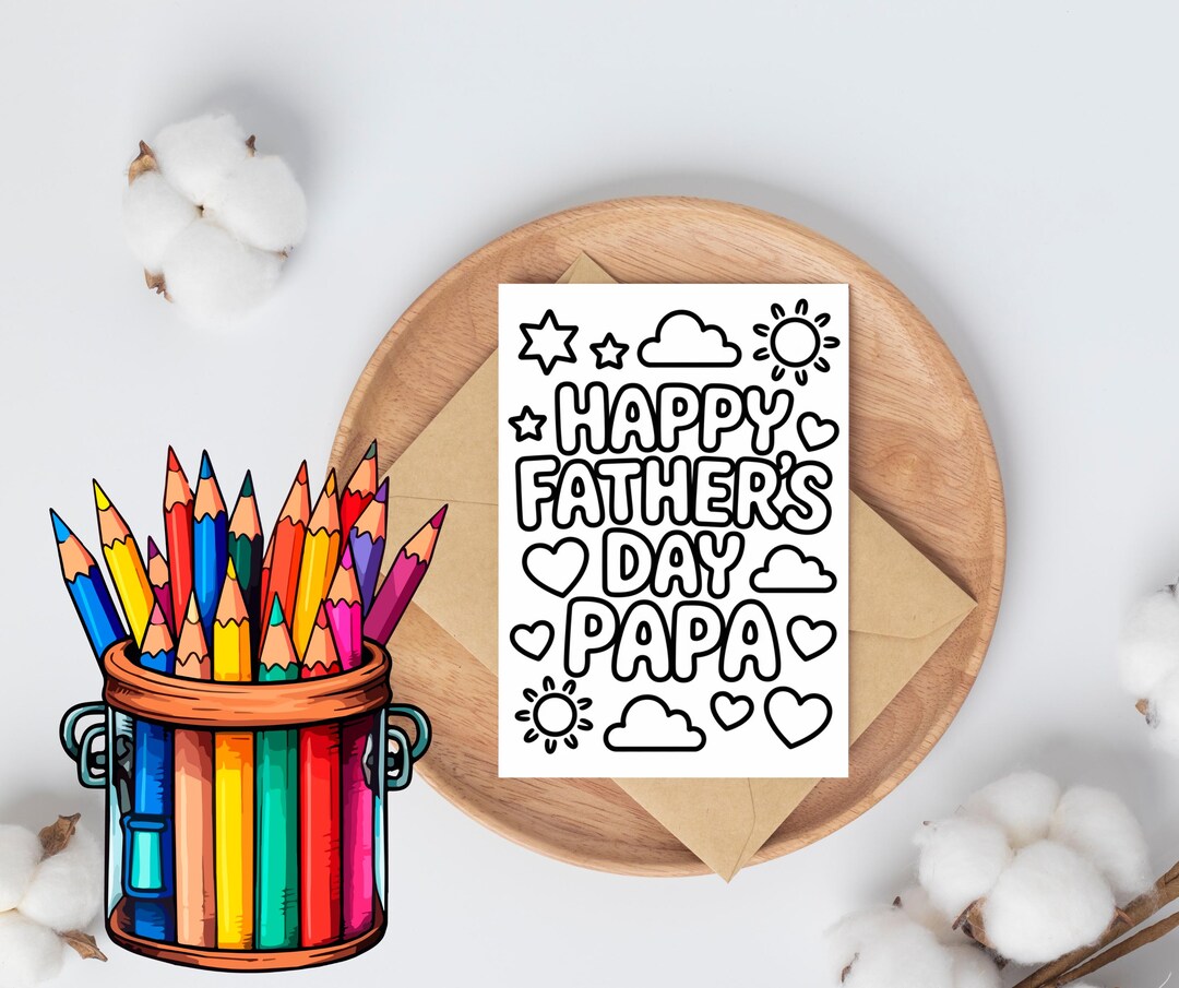 Father's Day Coloring Card, Printable Gift for Dad (digital Download ...
