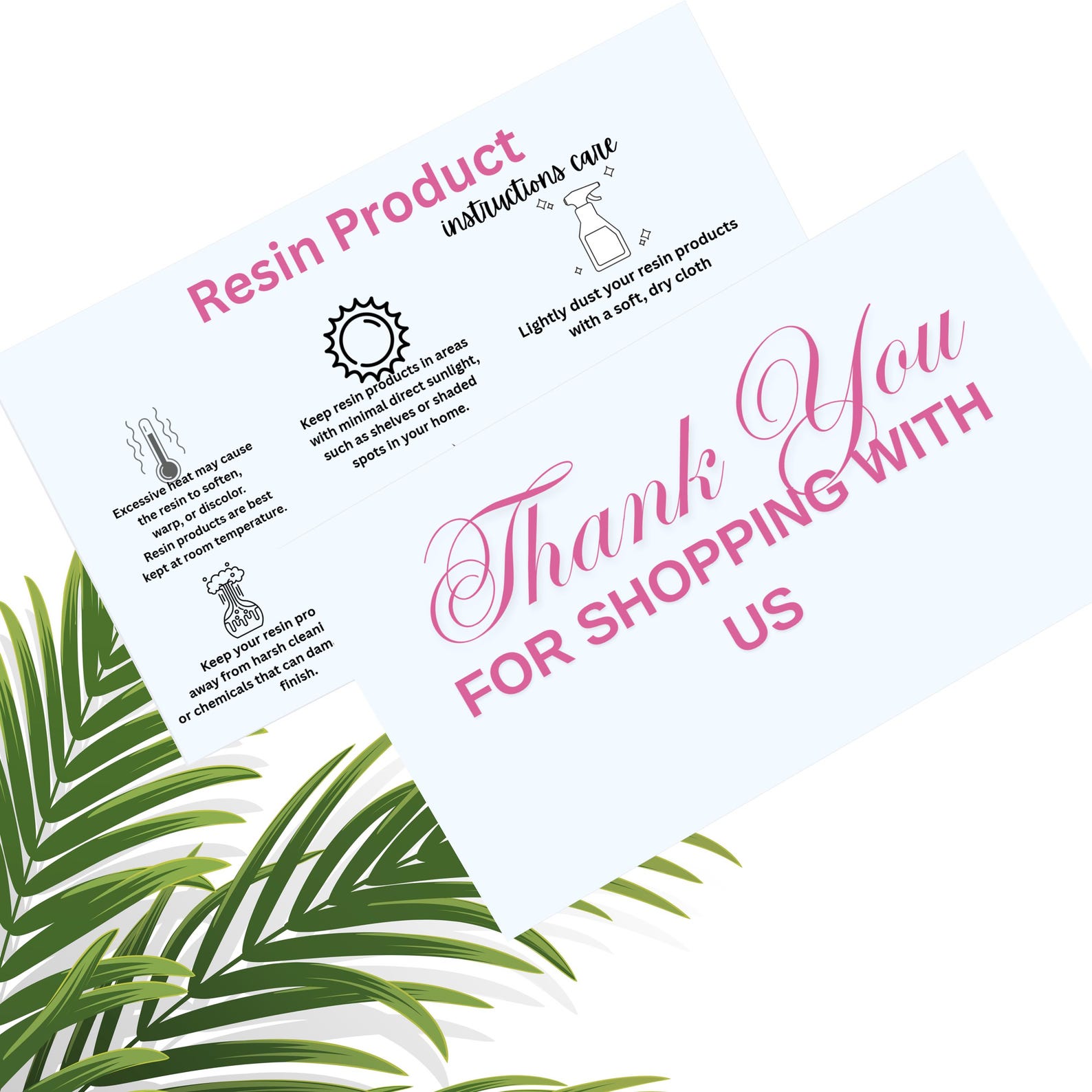 Resin Care Card, Resin Product Care Instructions Guide, Printable Resin ...