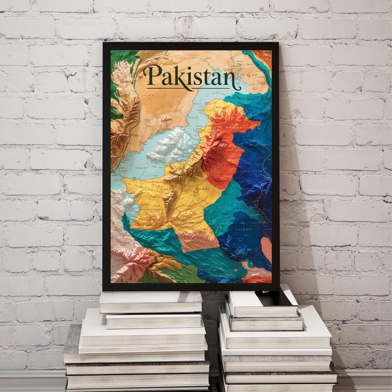 Pakistan Illustrated Map Printable Map of Pakistan Pakistan Map Print ...