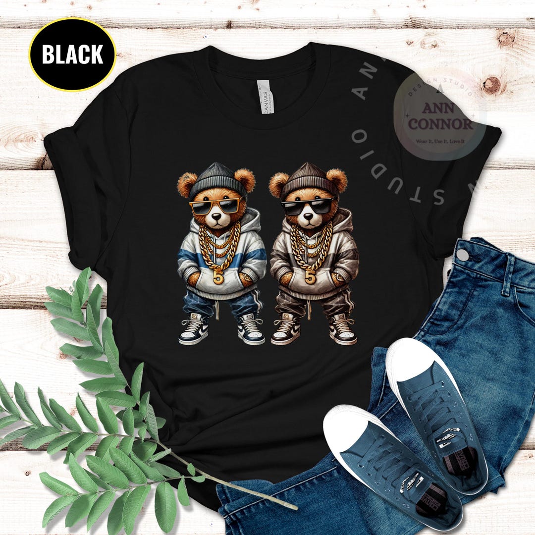 Hip Hop Swag Bear T-shirt | Rapper Teddy Graphic Tee | Urban Streetwear ...