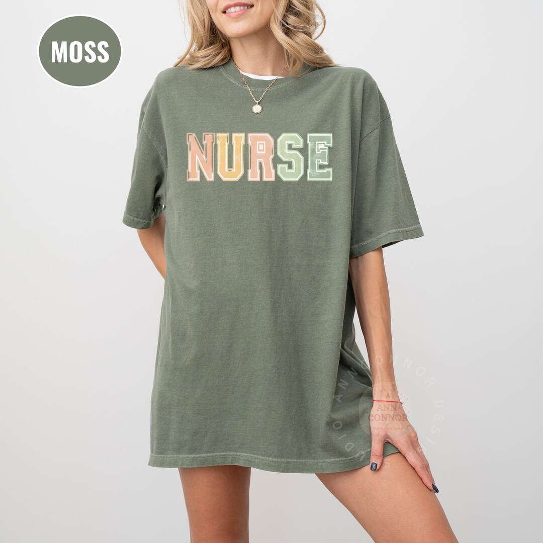 Comfort Colors® Nurse Shirt Pastel Block Letters | Simple Nurse Gift ...