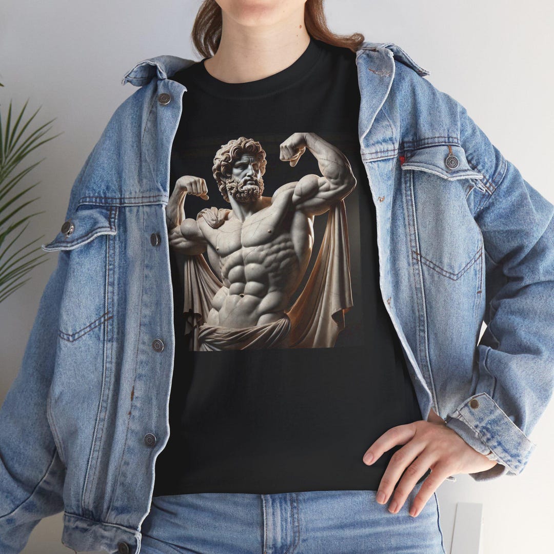 Strongman Mythology Graphic Tee, Art Lover Gift, Workout Shirt, Greek ...