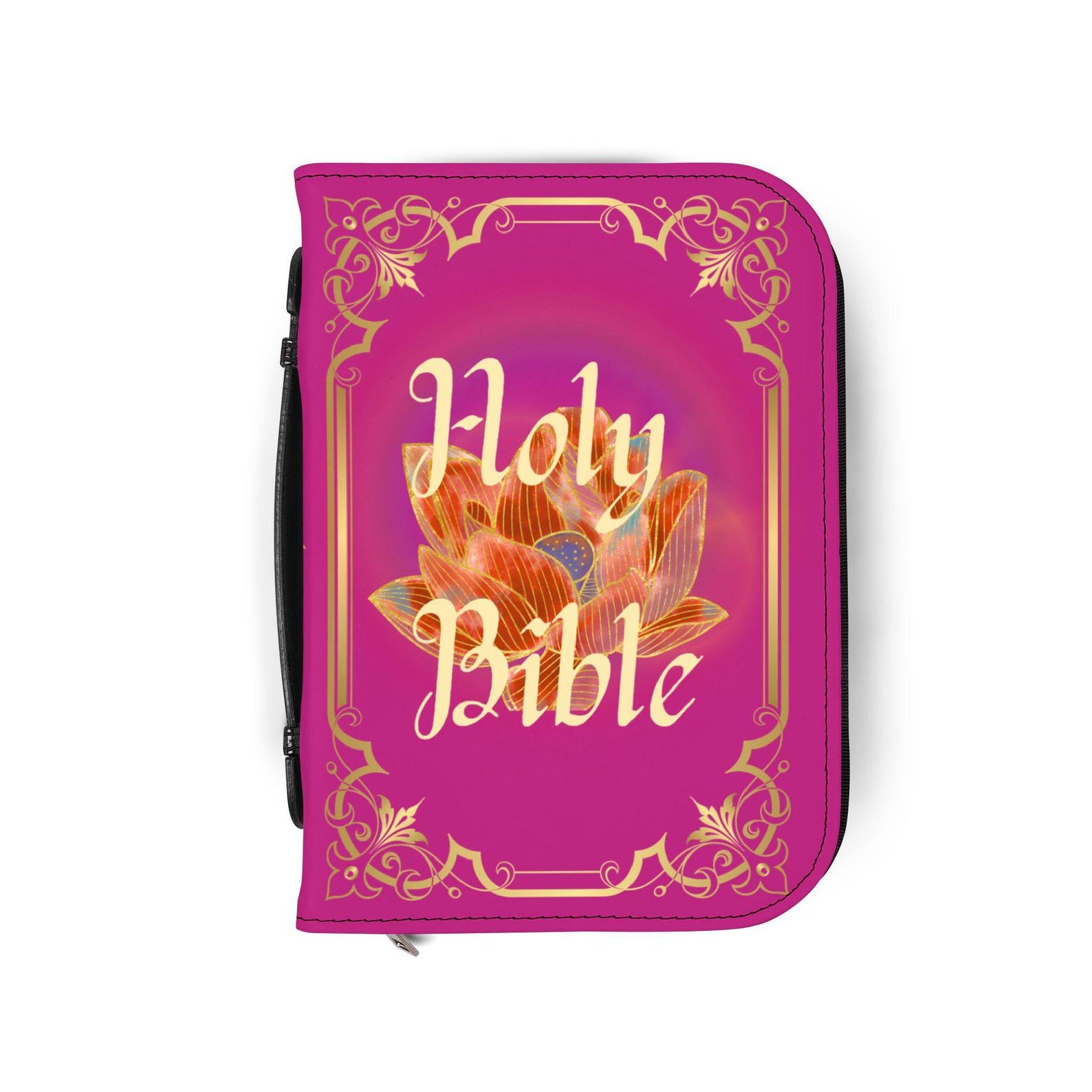 Christian Bible Cover – Floral Sun Design Psalm 84:11 – Pink Leather ...