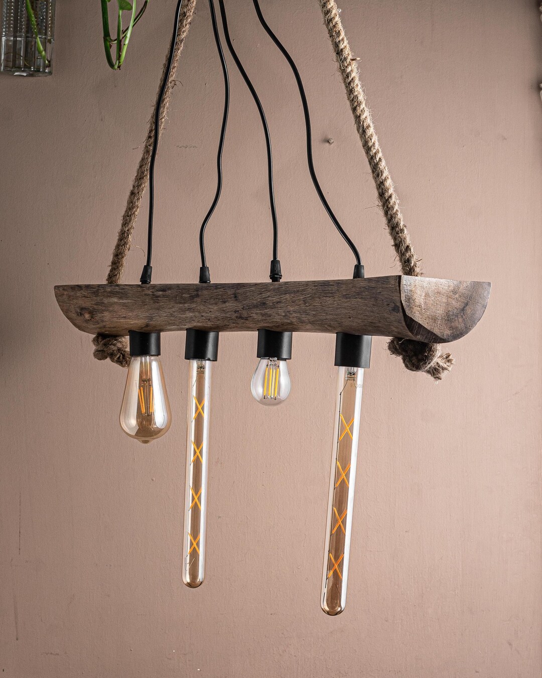 Rustic Wooden Pendant Light Handmade Reclaimed Wood Hanging Lamp ...