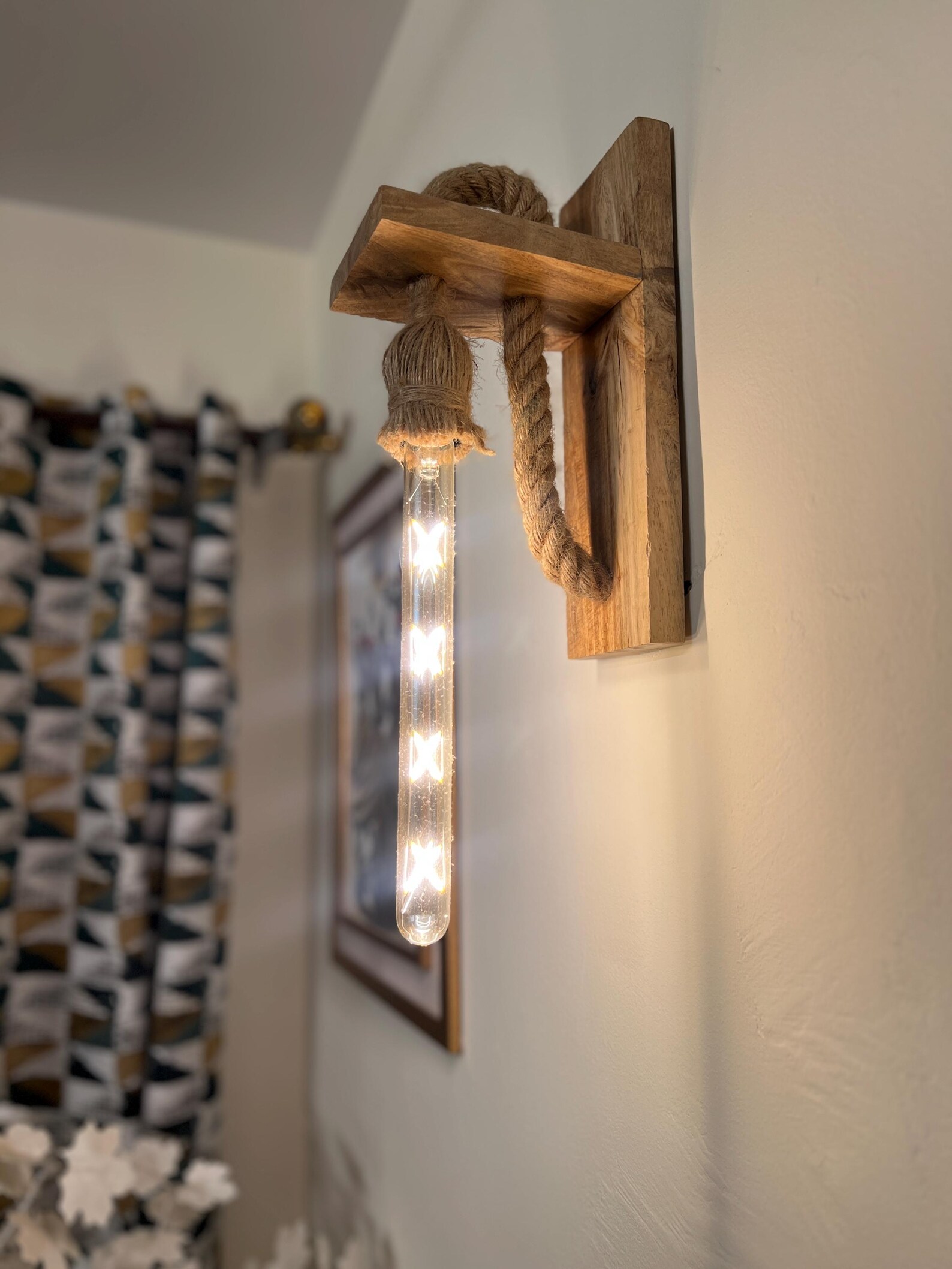 Handmade Wooden Wall Lamp | Rustic Sconce Light | Modern LED Wall Light ...
