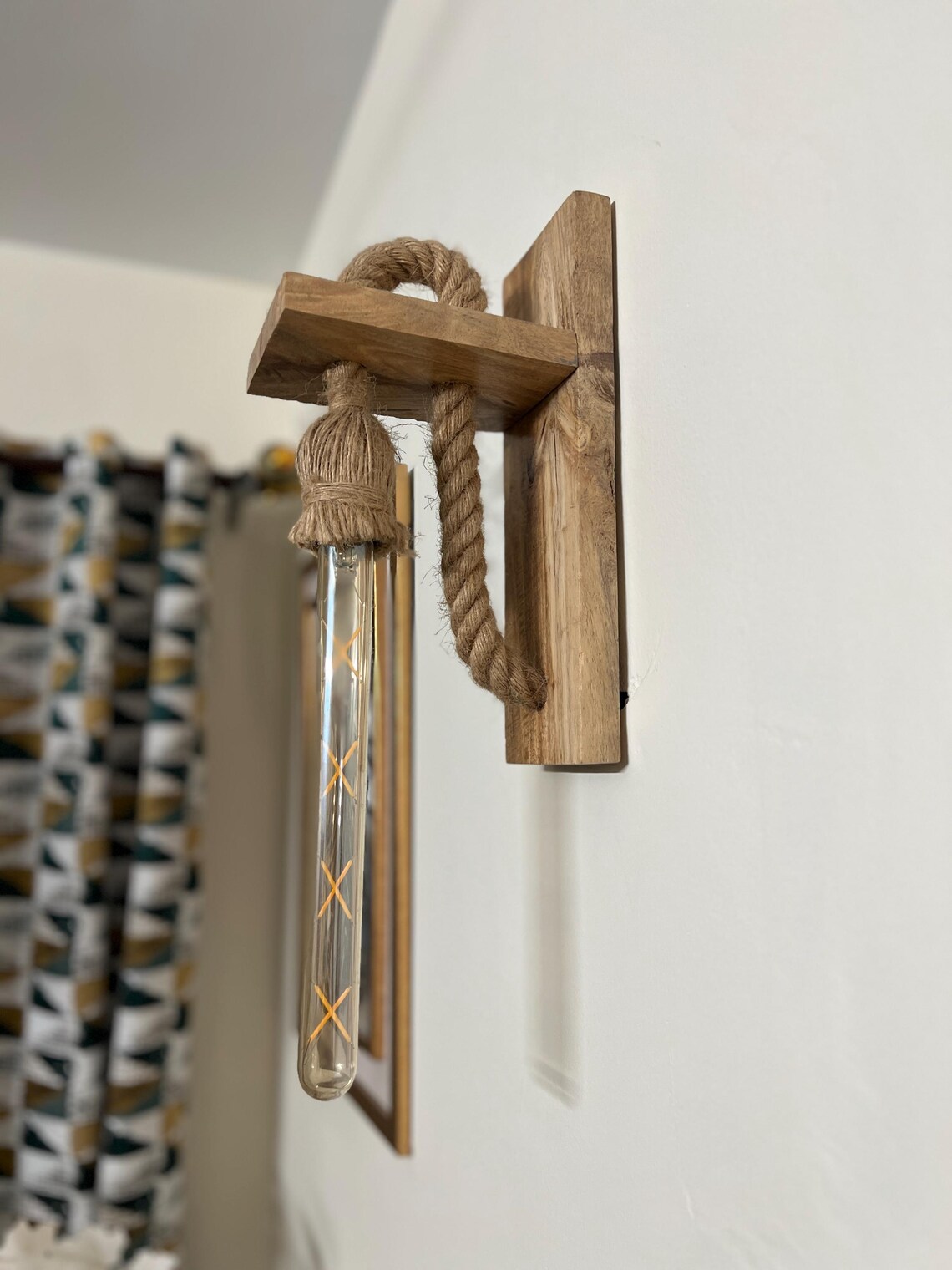 Handmade Wooden Wall Lamp | Rustic Sconce Light | Modern LED Wall Light for Bedroom & Living ...