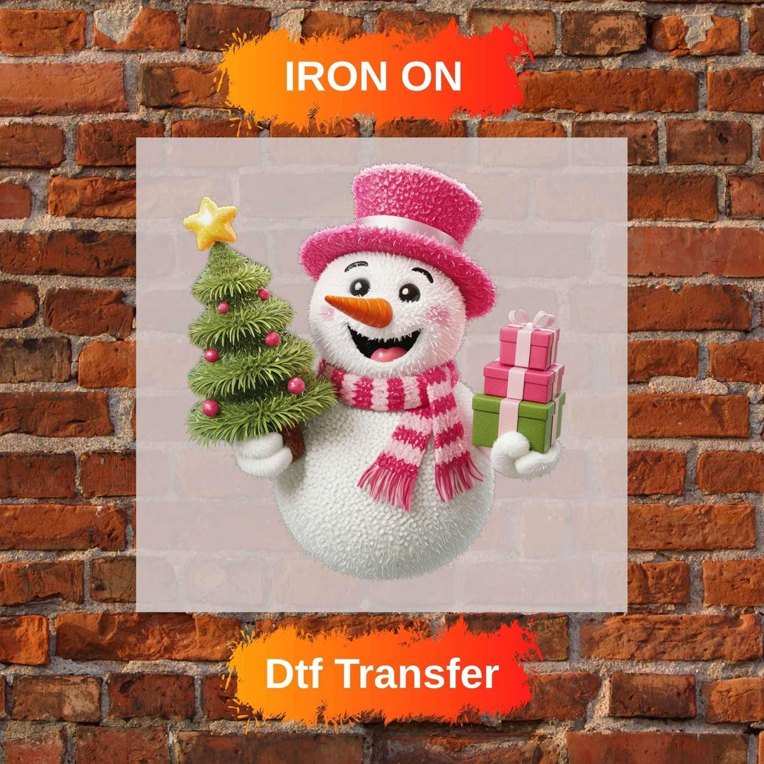Cute Christmas Snowman DTF Transfer, Holiday Snowman Iron On, Festive ...