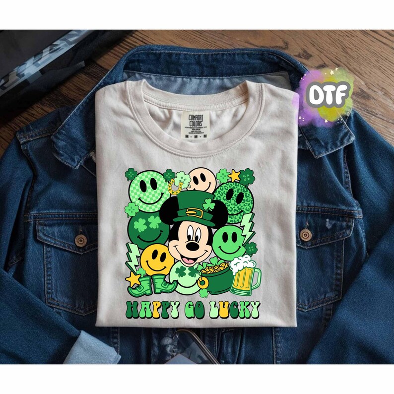 Happy Go Lucky Mickey St. Patrick's Day DTF Transfer, Ready to Press ...