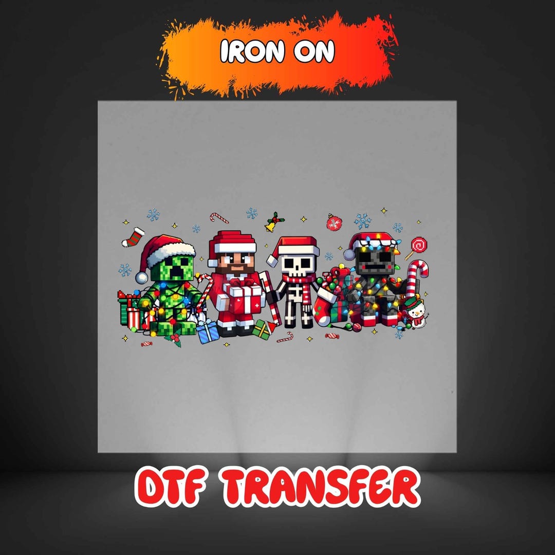 Pixel Holiday Mobs DTF Transfer, Creeper Skeleton Shirt Ready to Press ...