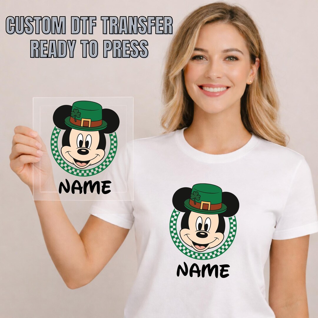 Mickey Mouse St. Patrick's Day DTF Transfer | Ready to Press Clover ...