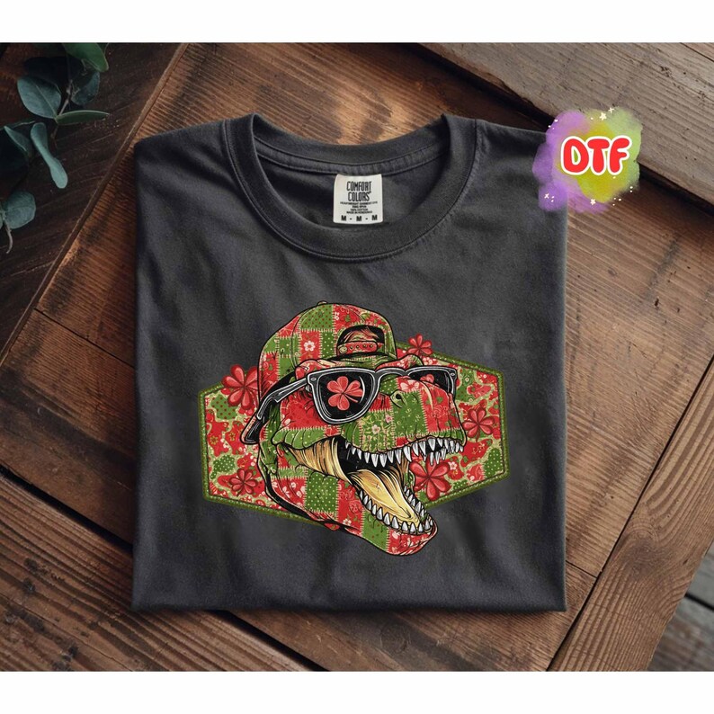 Quilted St Patrick's Day T-rex DTF Transfer - Ready to Press Dino Heat ...