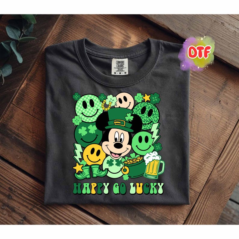 Happy Go Lucky Mickey St. Patrick's Day DTF Transfer, Ready to Press ...