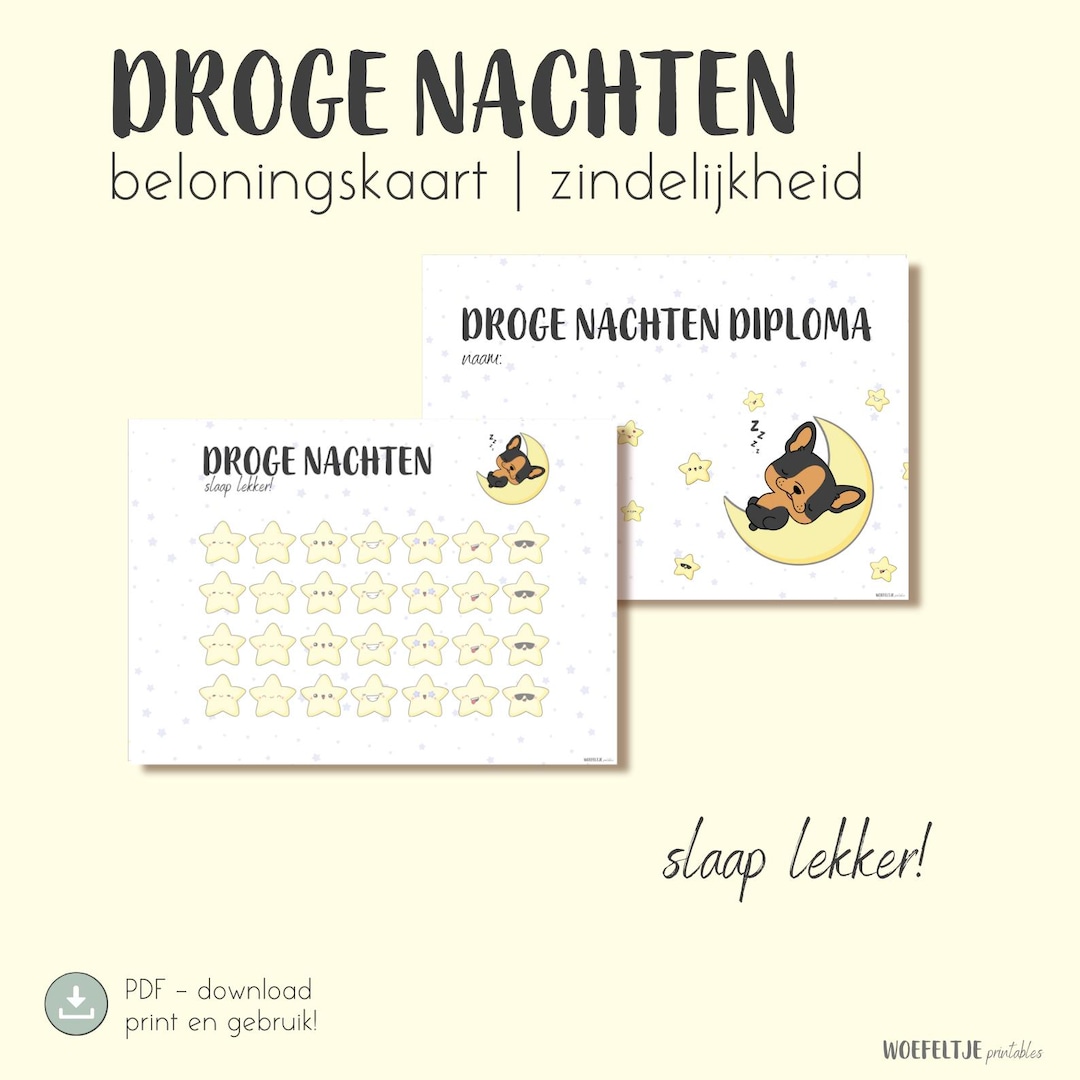 Dry Nights – Toilet Training Reward Chart A4 – Digital Download ...