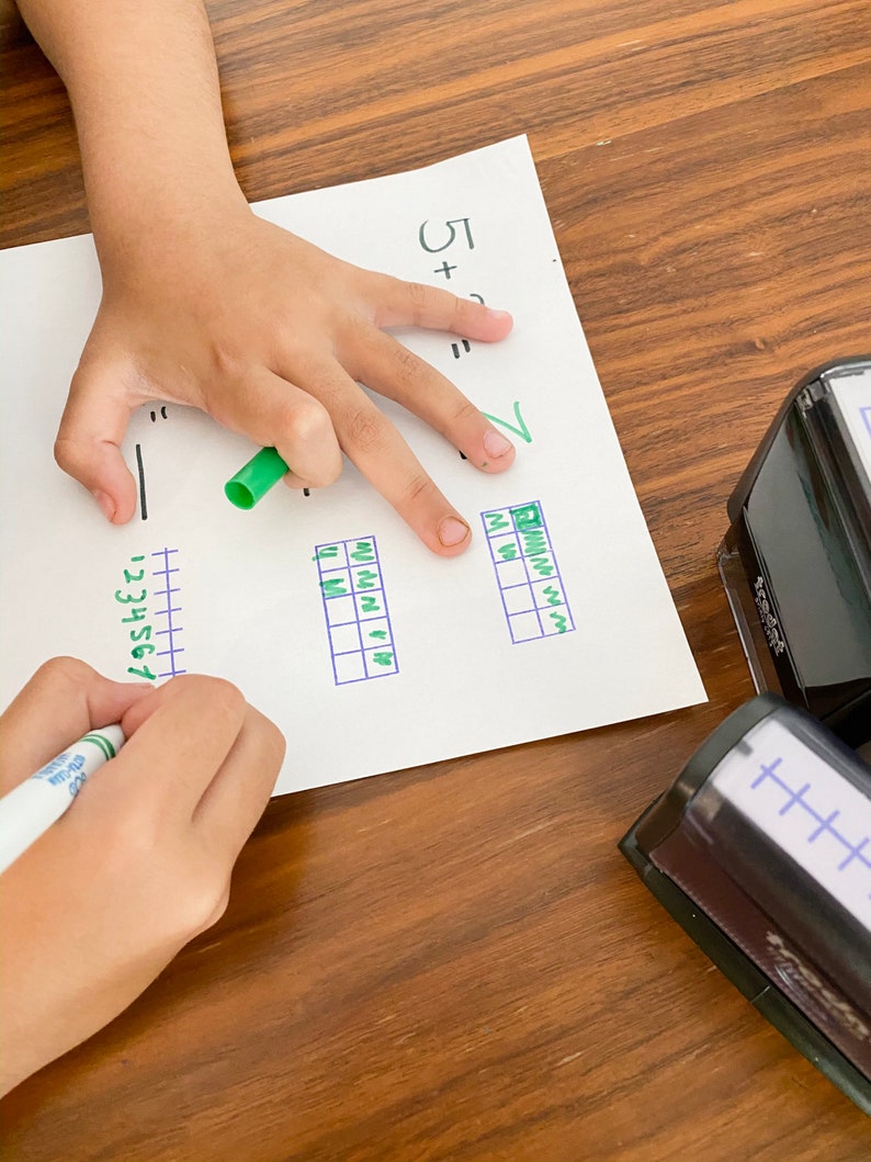 Primary Math Stamps: 10 Frame & Number Line Stamp - Etsy