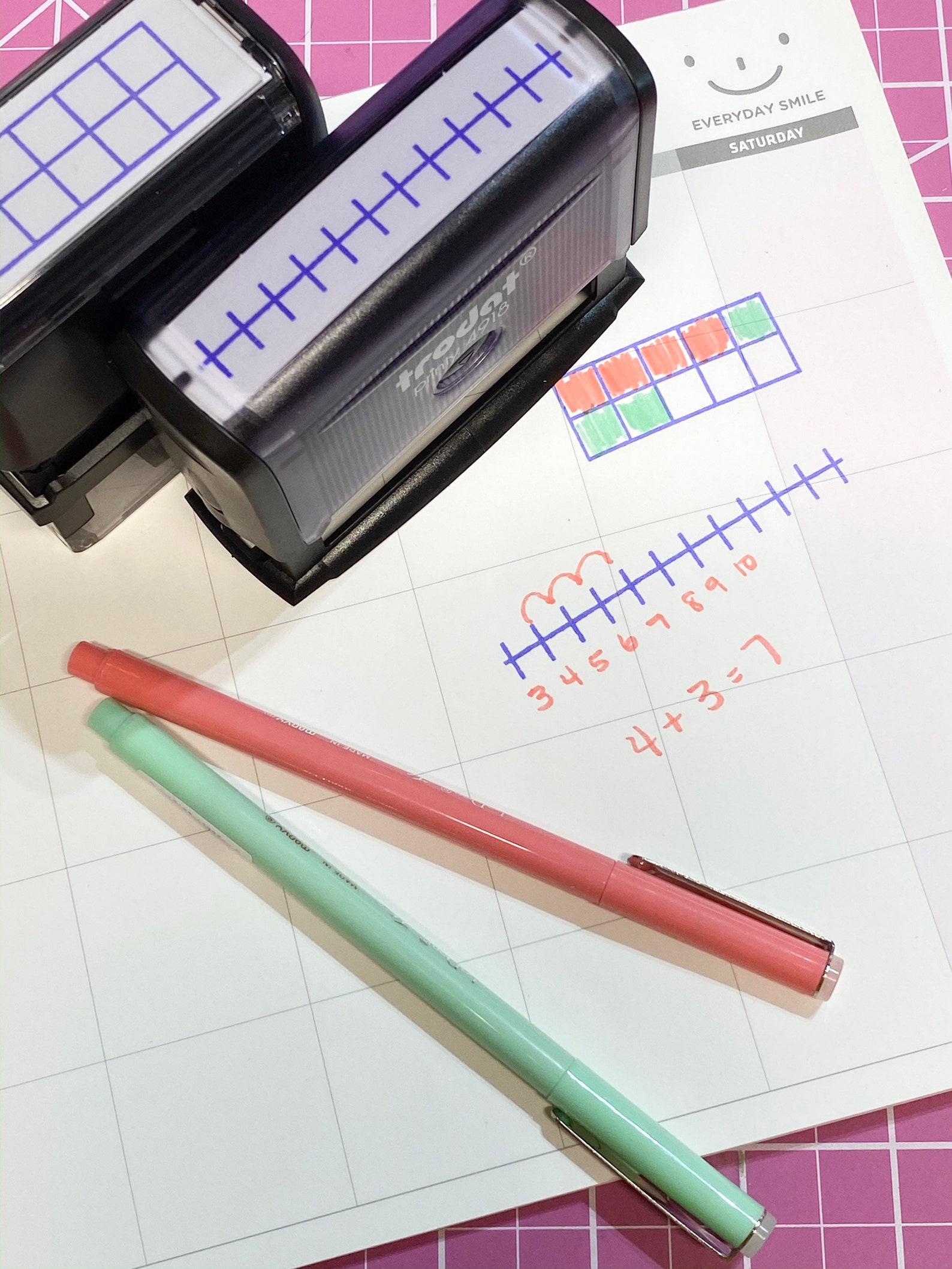 Primary Math Stamps: 10 Frame & Number Line Stamp - Etsy