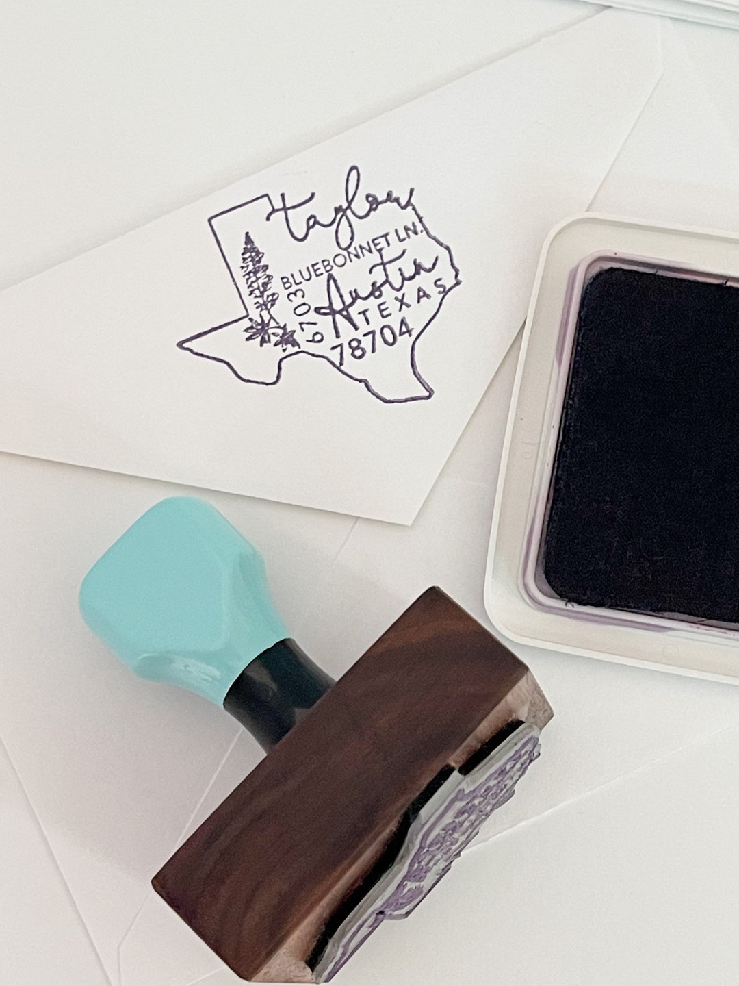 Texas Bluebonnet Address Stamp: Personalized Wedding Rubber Stamp - Etsy