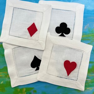 Bridge Card Game - Poker Napkins Set of Four Linen Cocktail Napkins ...
