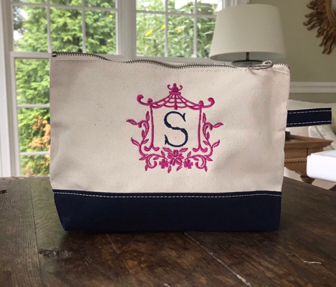 Canvas Pouch Monogrammed / Personalized / Embroidered Canvas - Etsy