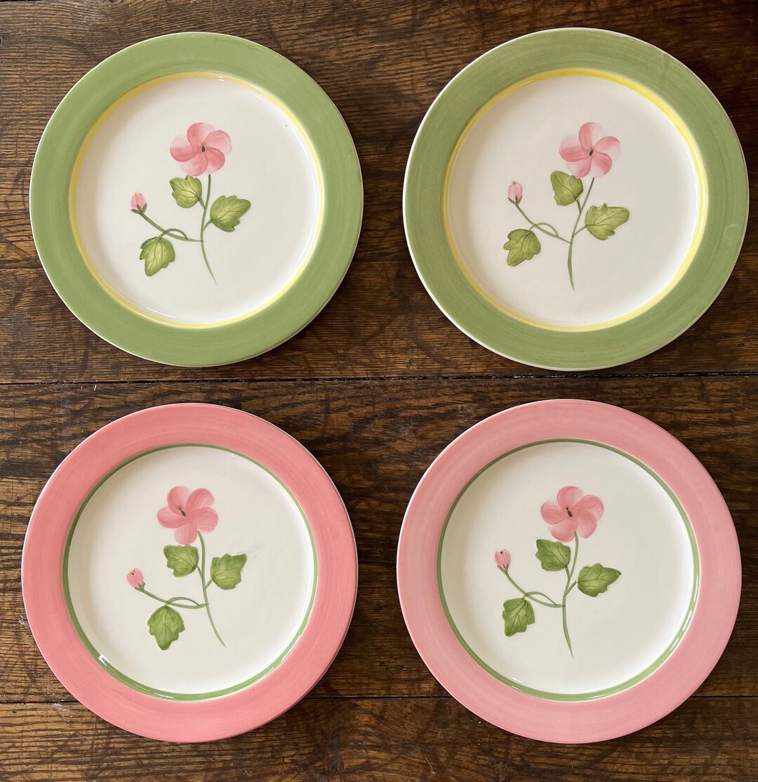 Vintage Burton and Burton Flower Themed Hand Painted Plates SET of 4 ...