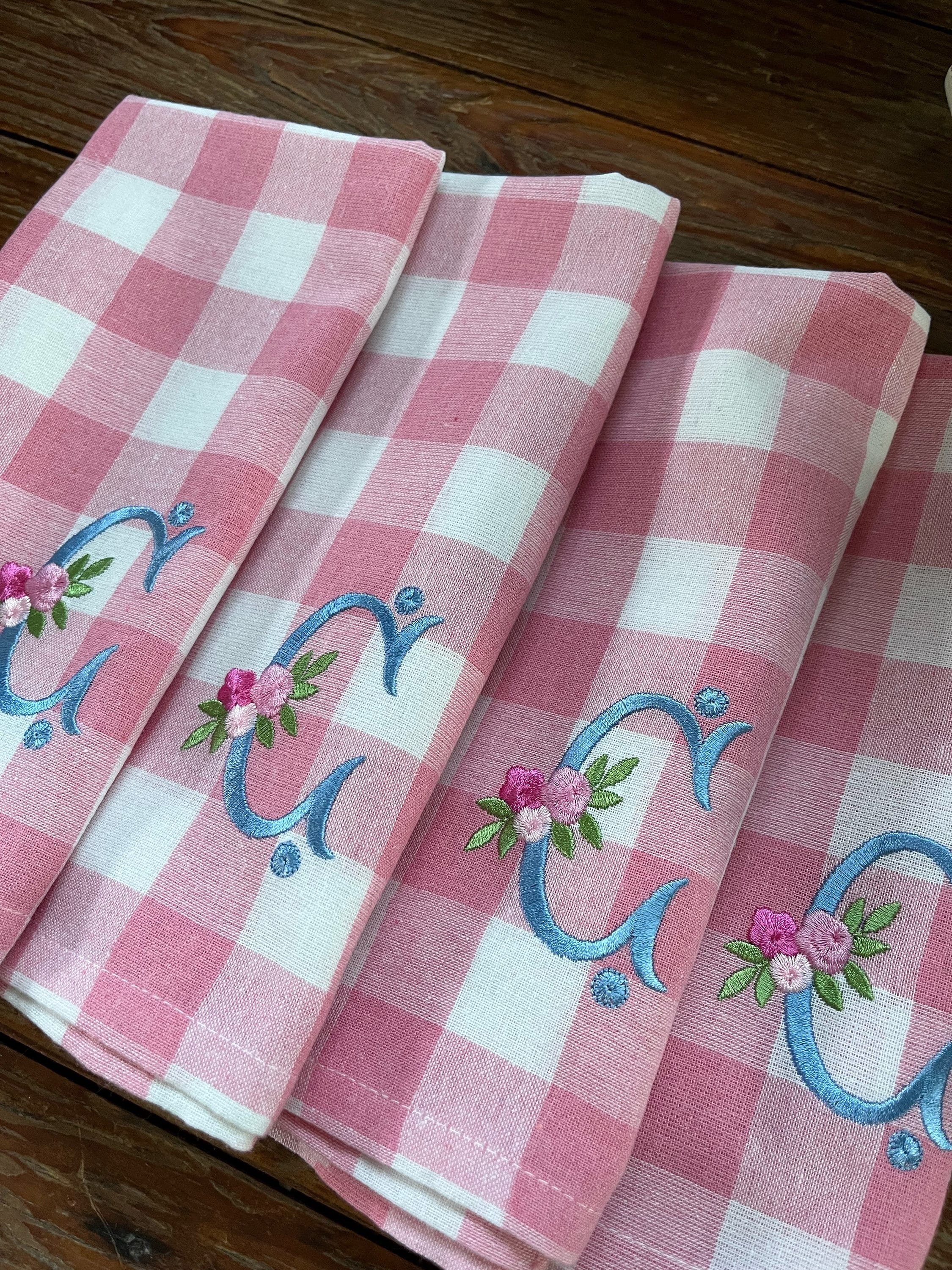 Monogrammed Buffalo Check Napkins: Set of 4 Personalized Cotton Napkins ...