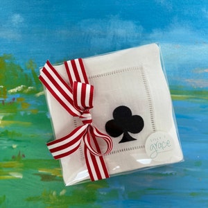 Bridge Card Game - Poker Napkins Set of Four Linen Cocktail Napkins ...