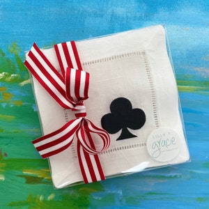 Bridge Card Game - Poker Napkins Set of Four Linen Cocktail Napkins ...