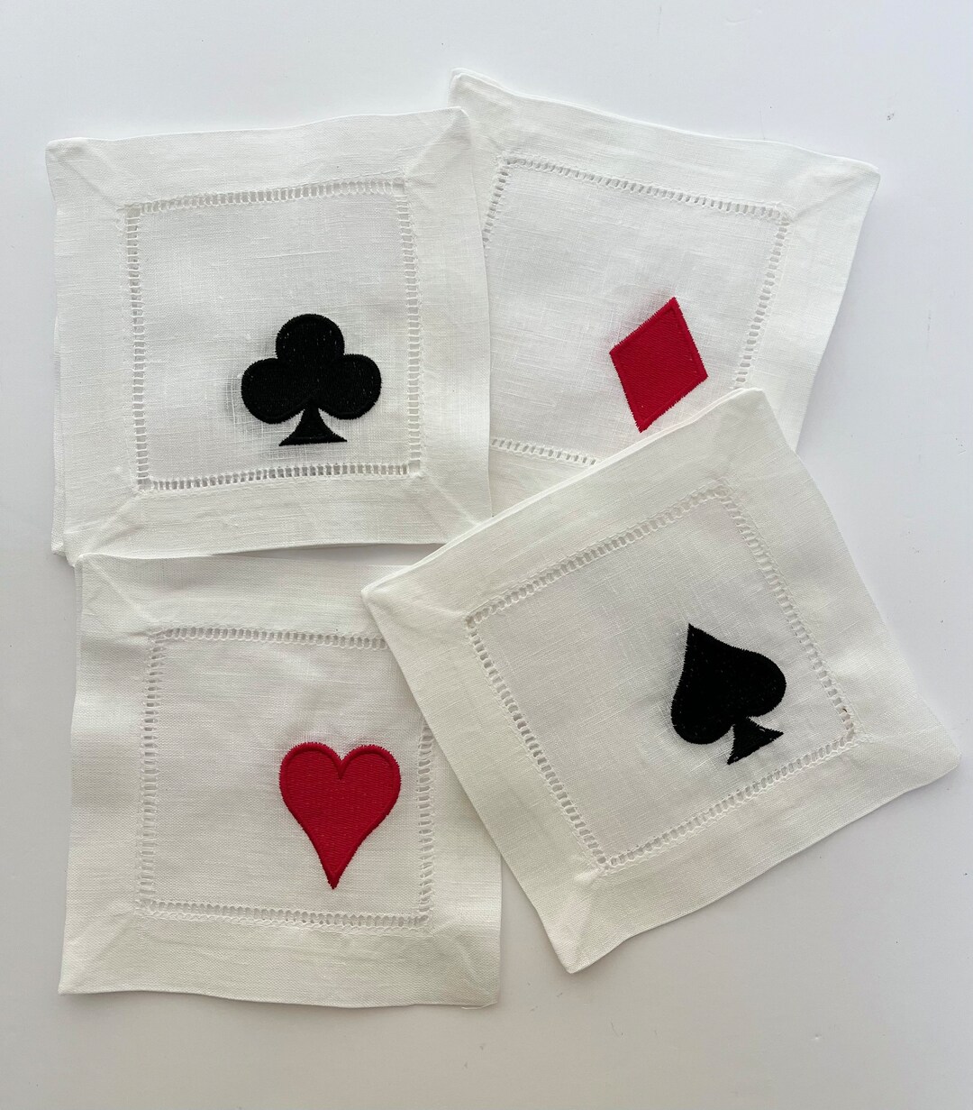 Bridge Card Game - Poker Napkins Set of Four Linen Cocktail Napkins ...