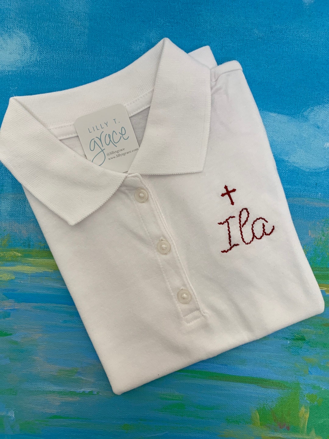 Cross Preppy Polo Shirt - Girl’s School Uniform Polo Monogrammed With ...