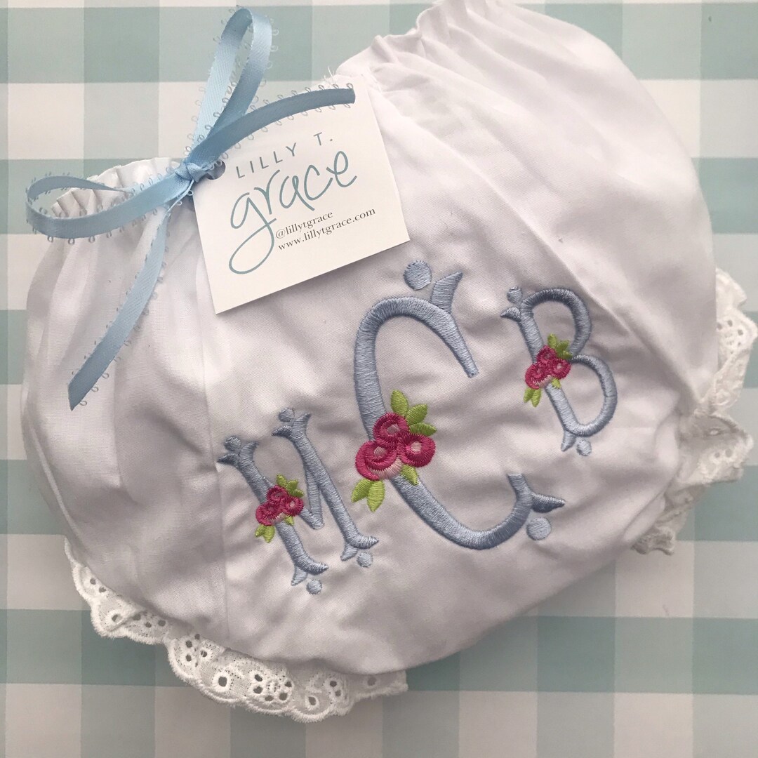 Embroidered Monogrammed Diaper Cover: Floral Baby Bloomers - Etsy