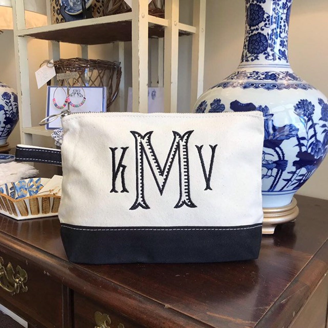 Canvas Pouch Monogrammed / Personalized / Embroidered Canvas - Etsy