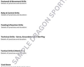 Table Tennis Coaching Template. Session Planner for Table Tennis ...