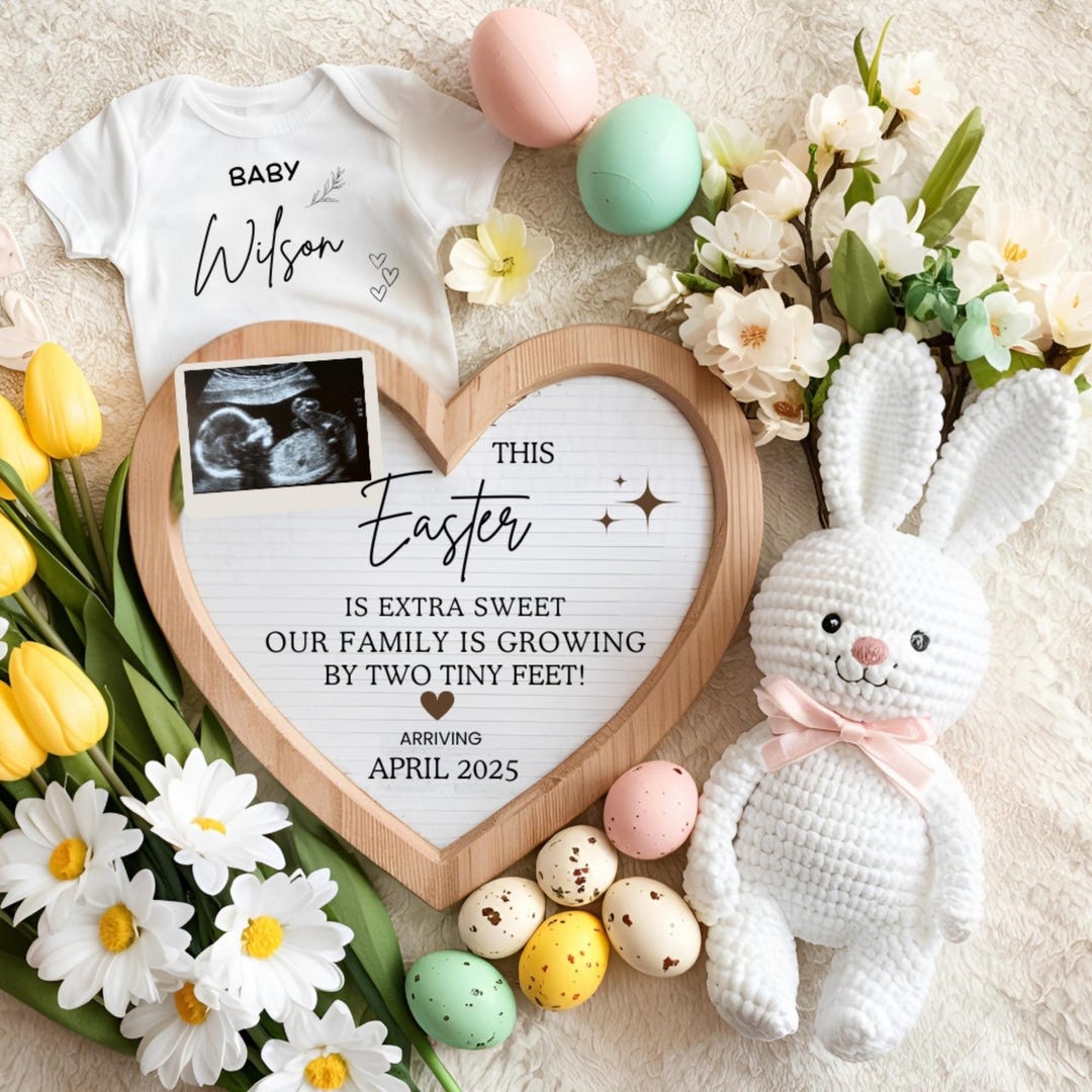 Easter Baby Announcement Digital Pregnancy Reveal,easter Baby Girl ...