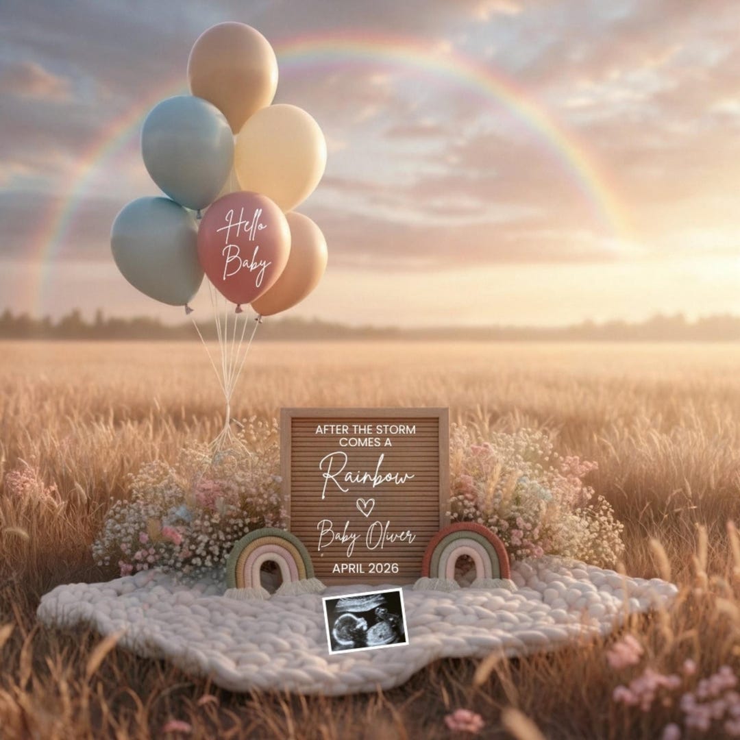 Boho Rainbow Baby Pregnancy Announcement,rainbow Baby Reveal,gender ...
