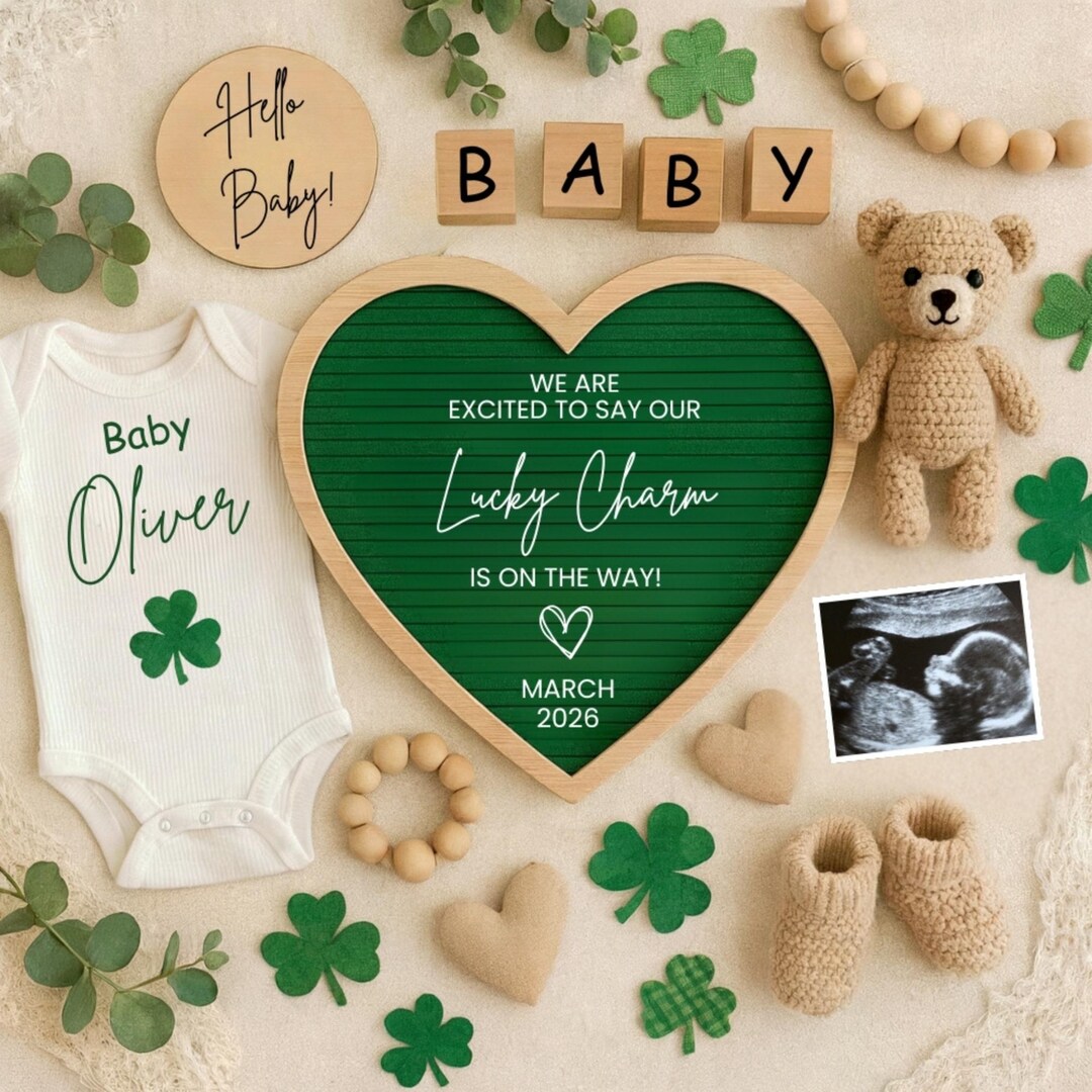 St. Patricks Pregnancy Announcement Digital,lucky Charm Teddy Bear ...