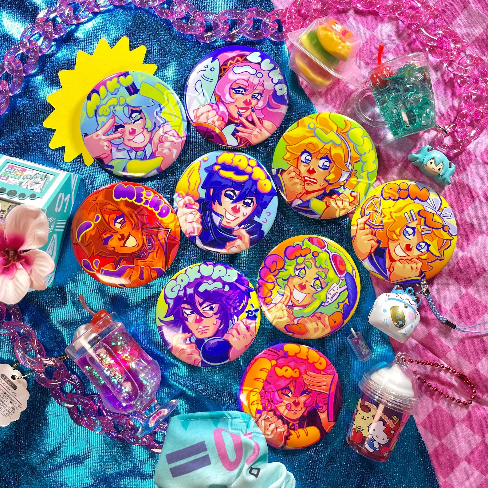 VOCALOID Round Badge Pins -miku - Luka - Rin - Len - Meiko - Kaito ...
