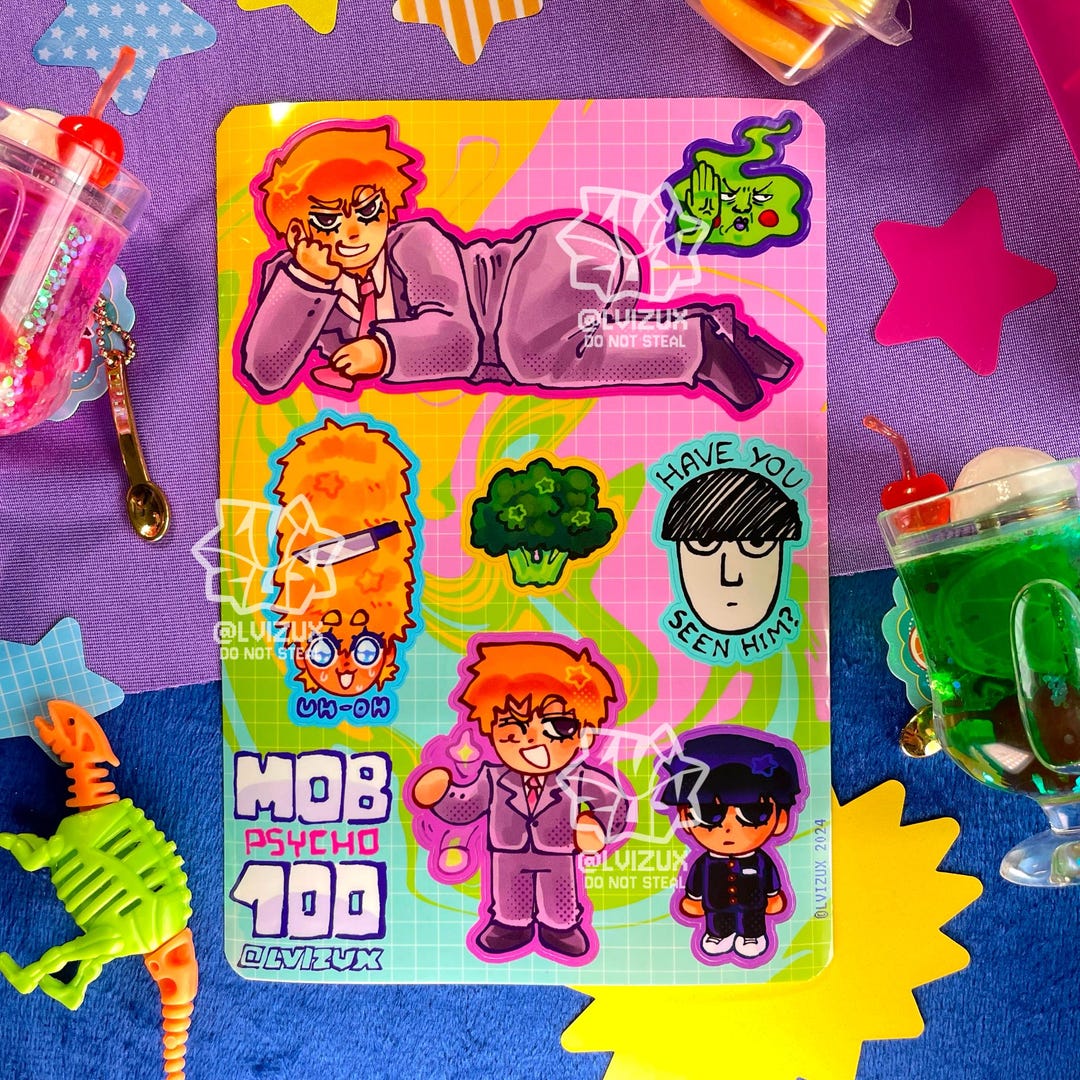 MOB PSYCHO 100 Sticker Sheet - Mob - Reigen - Dimple - Teruki - Mp100 ...