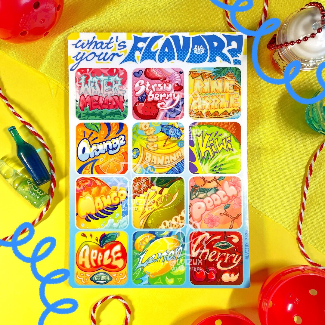 WHAT'S YOUR FLAVOR? - Sticker Sheet - Fruits - Flavor - Design - Etsy