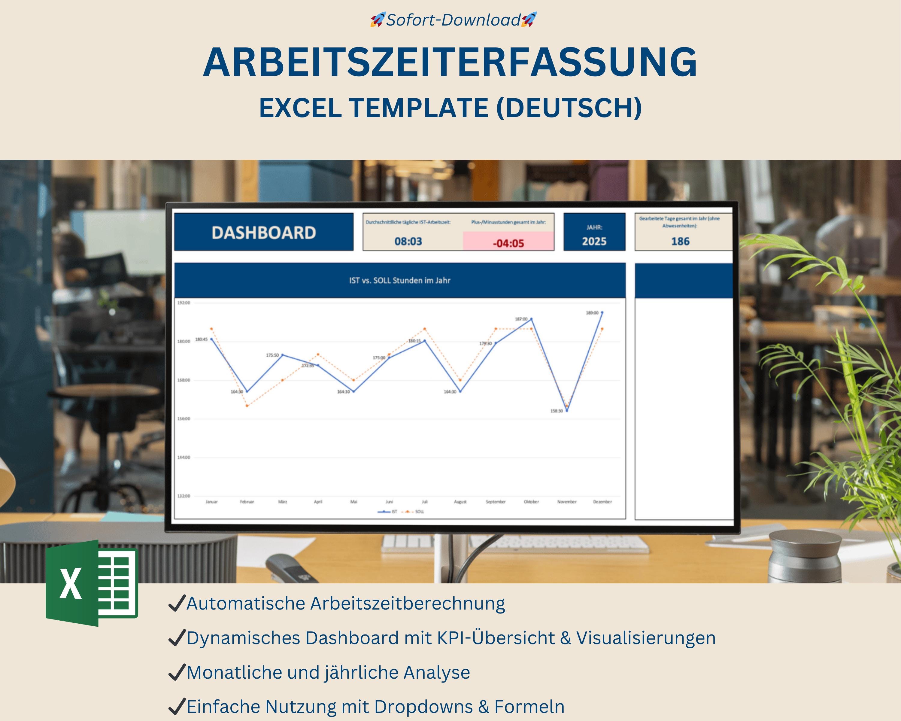 Excel Working Time Recording Template - Digital Time Recording for ...