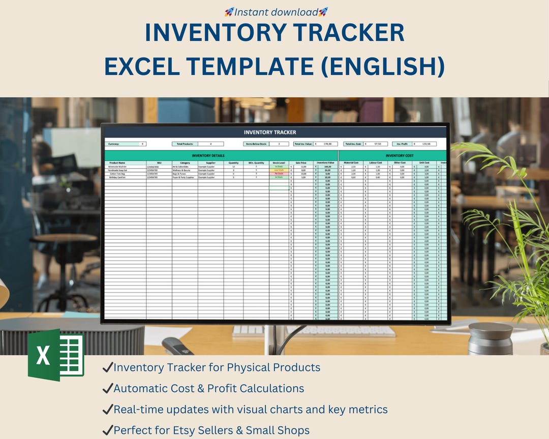 Inventory Tracker Excel Template - Inventory Management, Automatic ...