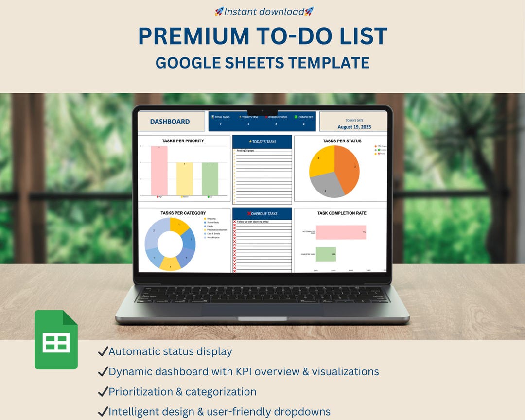 To-do List Google Sheets Template | Task Manager With Dashboard ...