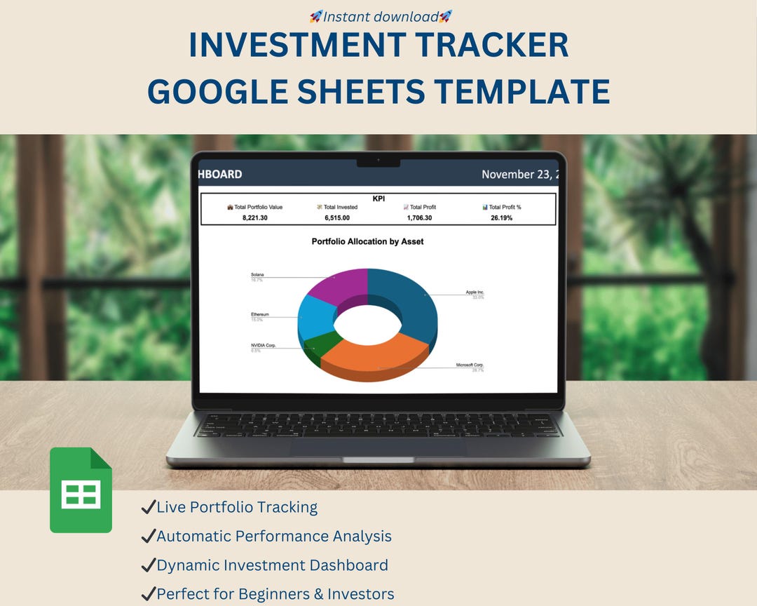 Investment Tracker Google Sheets Template | Portfolio Dashboard | Live ...