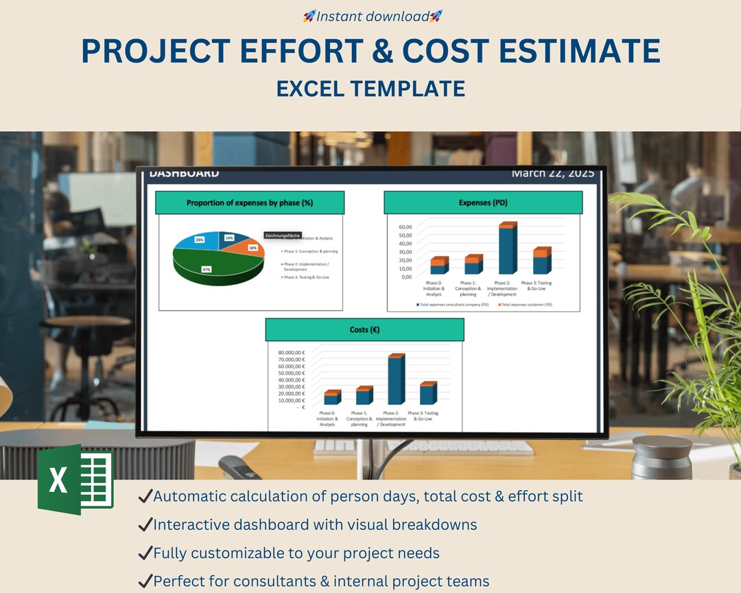 Project Cost Estimation Excel Template for Freelancers and Client ...