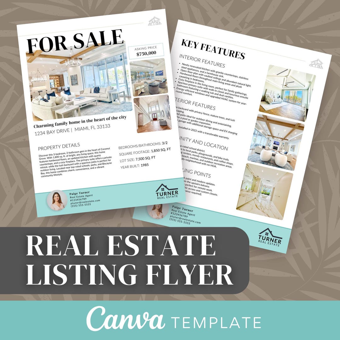 Real Estate Listing Flyer Template | Editable Canva Flyer | Realtor ...