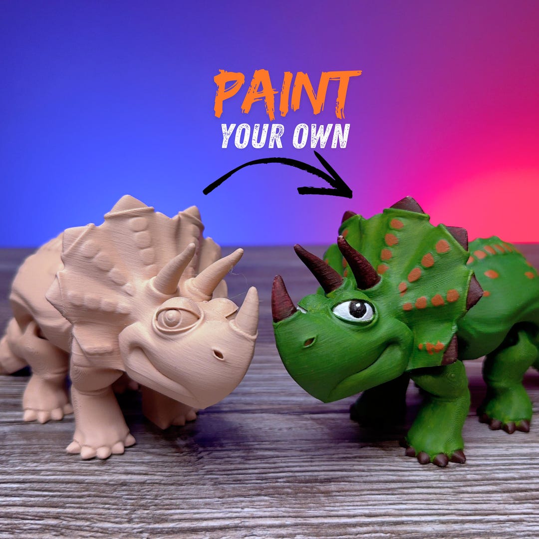 Paint Your Own 3D Triceratops - DIY 3D Dinosaur Coloring Kit - Fun ...