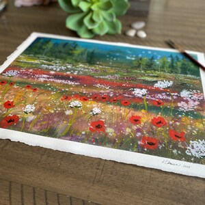 Over the Rainbow Poppy Flowers Watercolor, Colorful, Heartfelt Art, by ...