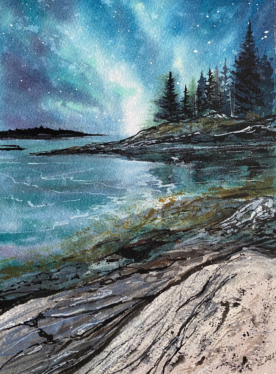 Maine Milky Way Watercolor Card Set: Reid State Park Starry Night - Etsy